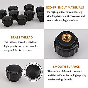 MOROBOR M5 Knurled Thread Clamping Knob, 10pcs Black Plastic Through Hole Set Brass Female Threaded Nut,Screw-On Handle Clamping Knob for Mechanical Equipment