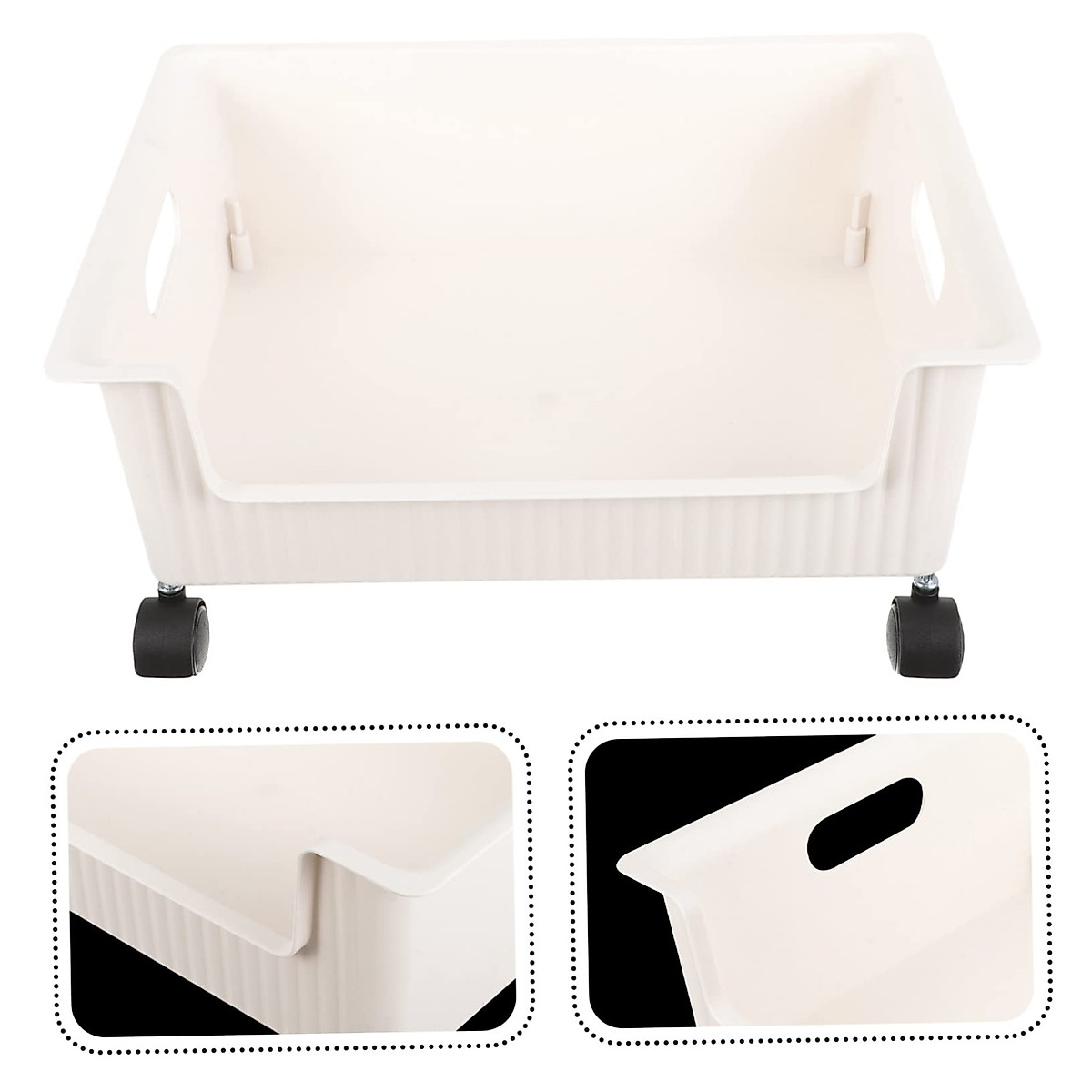 LIFKOME Storage Box with Pulleys Plastic Storage Containers for Clothes Kids Storage Organizer Bins Office Storage Boxes Under Desk Cart Mobile Bookshelf Desk Book Shelves Wheel