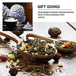 Zerodeko Ceramic Vase 330ML Ceramic Tea Jar, Vintage Chinese Style Storage Can with Airtight Lid Loose Tea Tin Kitchen Food Canister Traditional Tea Tin Coffee Jar Bulk Food