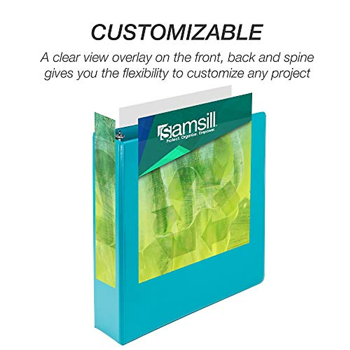 Samsill Plant Based Durable 2 Inch 3 Ring Binders, Made in The USA, Fashion Clear View Binders, Up to 25% Plant Based Plastic, Assorted 4 Pack (MP48669)