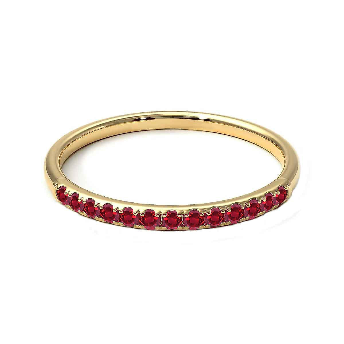 Gemsonclick New Year's Gifts Jewelry mom Gift Hand Made Thin Rings Created Ruby 18K Gold Plated February Birthstone Jewelery Size 6