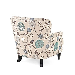 Christopher Knight Home Tafton Fabric Club Chair, White / Blue Floral