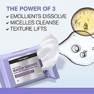 Neutrogena Makeup Remover Night Calming Cleansing Towelettes, Disposable Nighttime Face Wipes to Remove Dirt, Oil & Makeup, 25 ct