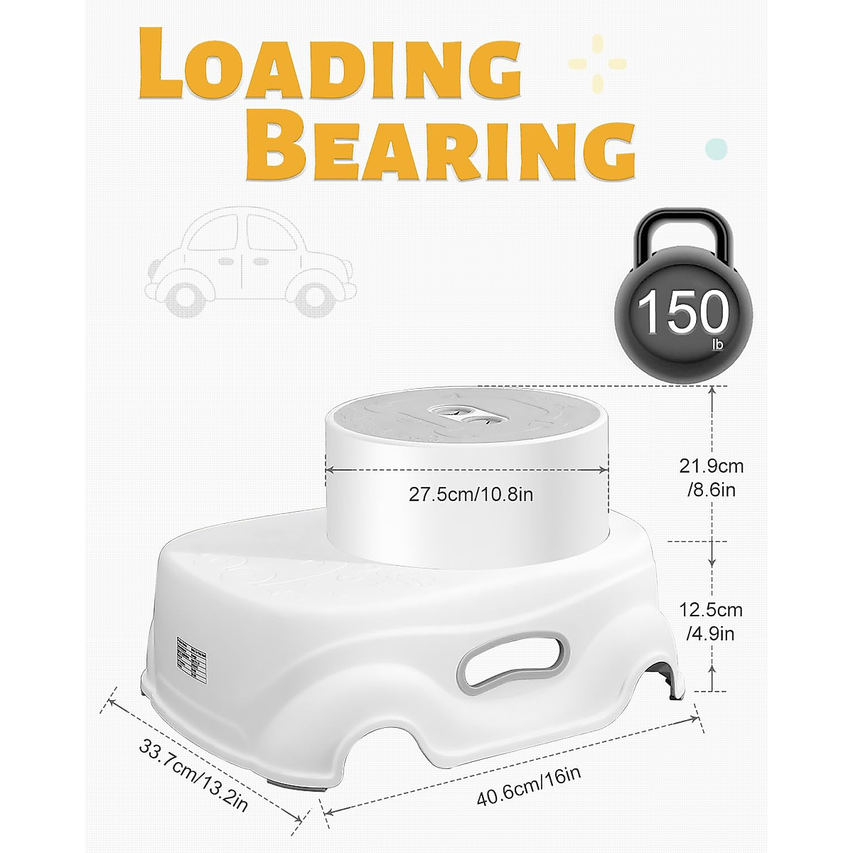 Keeygo Step Stool for Kids, 2 Layers Toddlers Stool Standing Tower, Adjustable Non-Slip Step Stool for Bathroom, Kitchen, Toilet Potty Training