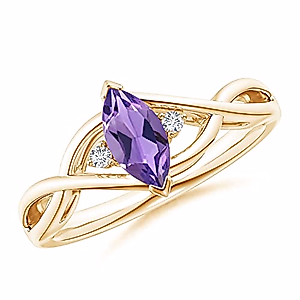 CARILLON Marquise Cut Amethyst 0.35 Ctw Gemstone 925 Sterling Silver Women Love Engagement Ring Jewelry GIFT FOR HER (Yellow Plated, 7)