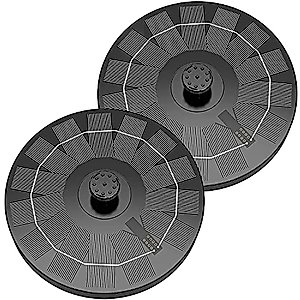AISITIN 2.5W Solar Bird Bath Fountain Pump, Solar Fountain Pump for Bird Bath with 6 Nozzles, 6.7" Solar Powered Water Fountain Pump for Garden, Ponds, Pool, Fish Tank, Outdoor and Aquarium, 2 Pack