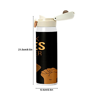 Kids Water Bottle Black Lives Matter Stainless Steel Travel Mug for School Lunch Vacuum Insulated Cups Flask with Locking Push-Button Lid (17 oz)