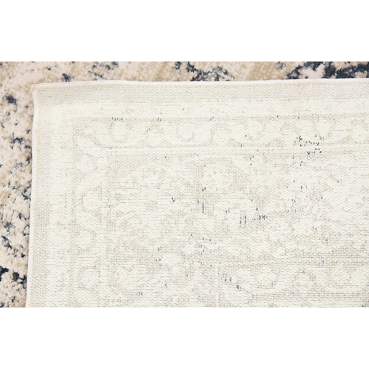 Unique Loom Chateau Collection High-Low Pile, Vintage, Traditional, Distressed, Medallion Area Rug (5' 0 x 8' 0 Rectangular, Beige/Navy Blue)