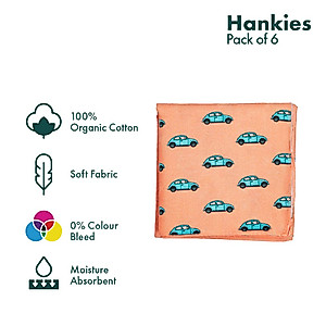HexaFun 100% Pure Organic Cotton Unisex Handkerchief, Multi-color & Printed, Soft & Stylish