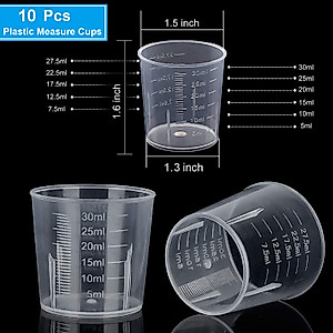 30ml Plastic Liquid Measuring Cups - Mini Clear Kitchen Medicine Cups Transparent Labs Graduated Beakers Baking Cooking Home Lab Measure Tool (10 Packs,1oz,Transparent)