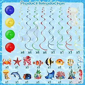 36Pcs Sea Animals Tropical Fish Hanging Swirl Under The Sea Party Birthday Decor Ocean Themed Party Swirls Streamers Supplies for Boys Girls Kids Mermaid Creatures Baby Shower Decorations