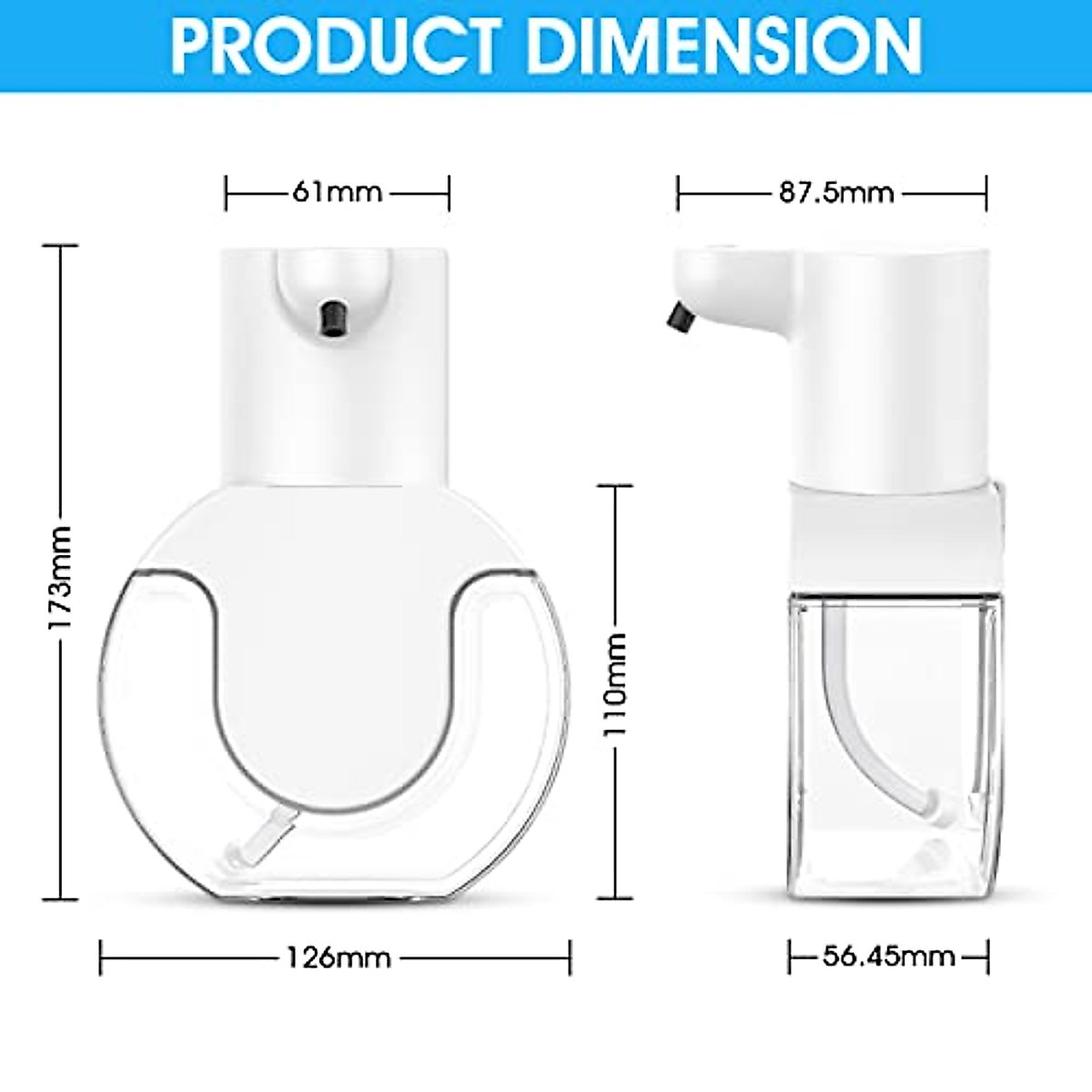Automatic Foaming Soap Dispenser by OTLS, 4 Level Adjustable Foaming Hand Soap Dispenser, 420ml Automatic Soap Dispenser Touchless, USB-C Port, 2 Hooks for Wall Mount