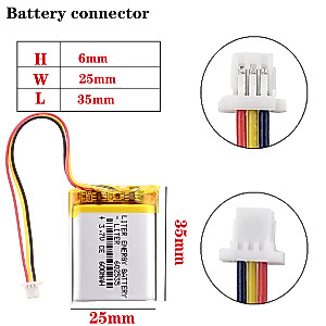 Liter energybattery 3.7V Lipo Battery 600mAh Rechargeable Lithium ion Polymer Battery 602535 Lithium Polymer ion Battery with SH 1.0-3P Connector