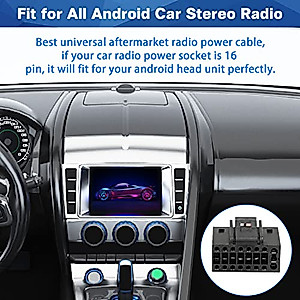 Android Radio Wiring Harness Adapter Replacement for Select Android Car Stereo 16 Pin ISO Connector