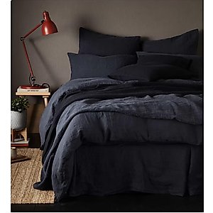 Generic Full Black Linen Duvet Cover Stone Washed Linen Duvet Cover Linen Duvet Cover King Queen Full Size Black Linen Bedding Bed Cover Set (King), Natural, RDR0055