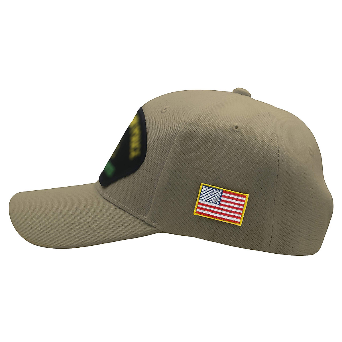 PATCHTOWN 25th Infantry Division - Vietnam Veteran Hat/Ballcap Adjustable One Size Fits Most (Tan/Khaki, Add American Flag)