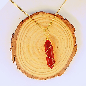 ZZ ZINFANDEL Carnelian Crystal Necklace Natural Carnelian Gemstone Necklace for Women Orange Carnelian Necklace Jewelry (Style5)