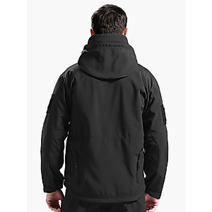 FREE SOLDIER Men's Outdoor Waterproof Soft Shell Hooded Military Tactical Jacket (Black XX-Large/US)