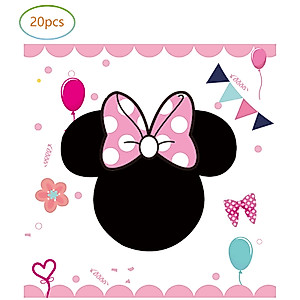 Birthday Party Supplies for Pink Minnie, Include 20 Plates and 20 Napkins, Pink Minnie Birthday Party Decorations