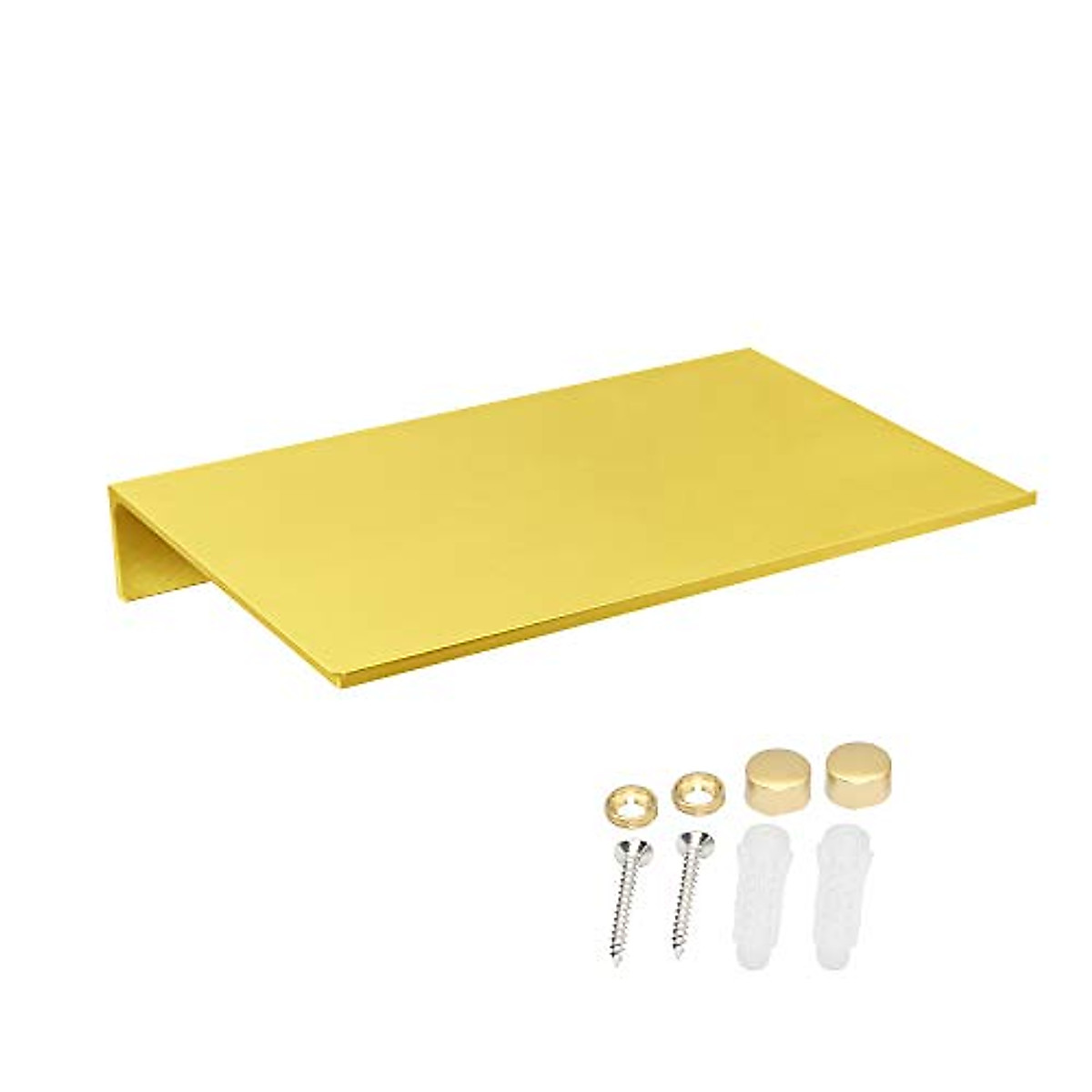 SinLoon 7.8 Inch Small Shelf in Flat Satin Aluminum Bathroom Shelf Wall Mount for Small Speaker Smartphone, Tablet, Toiletries(7.8in Gold)