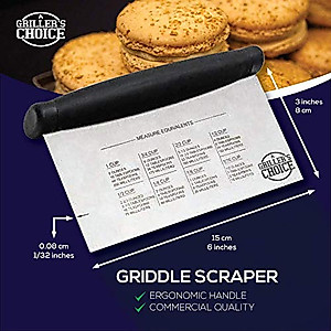 Grillers Choice - Griddle Accessories - 4 pc -Commercial Stainless Steel Metal Spatula Set - Flat Metal Spatula, Griddle Scrapper, Hamburger Pancake Turner - Professional Grade