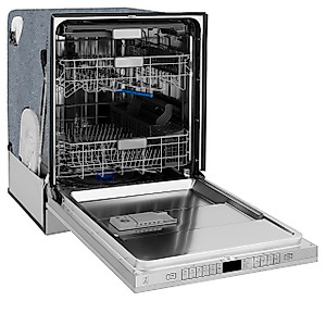 ZLINE Autograph Edition 24" 3rd Rack Top Touch Control Tall Tub Dishwasher in Fingerprint Resistant Stainless Steel with Gold Handle, 45dBa (DWMTZ-SN-24-G)