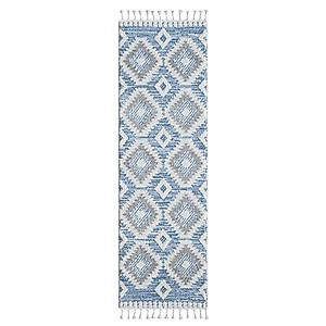 LUXE WEAVERS Ibiza Collection Blue Moroccan Geometric Area Rug 2x7