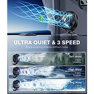 JZCreater USB Desk Fan, USB Fan Mini, 360 Rotation Desktop Fan with 3 Speed, Table Personal Cooling Fan, Quiet Mini Desk Fan, USB Powered, Small Fan for Home Office Bedroom Car Travel, Black