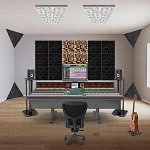 Foroomaco 4 Pack Bass Traps for Ceiling Corner 16.5" Triangle 12" Depth Triangular Pyramid Acoustic Foam Bass Trap Sound Proofing for Home Studio Booth Low to High Frequency Sound Absorption Foam