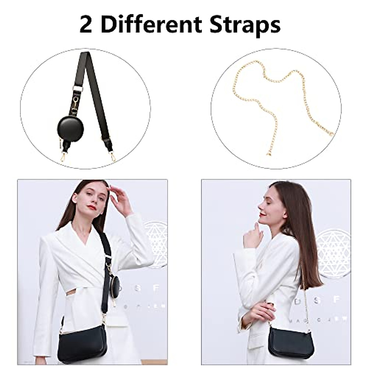 Herald Quilted Small Crossbody Bag for Women, Trendy Design Shoulder Side Handbag Clutch with Coin Purse & Chain Strap (Black)