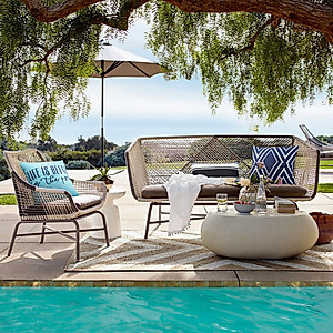 Adabana Blue Outdoor Waterproof Throw Pillow Covers 16x16 Inch Set of 2 Decorative Porch Pillows Cover for Patio Furniture Garden, Life is Better by The Pool