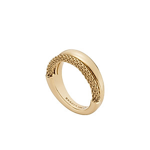 Skagen Women's Gold Tone Ring with Crystal Accents, 6.5