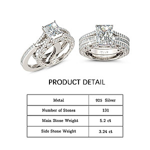 Jeulia Diamond Band Rings for Women CZ Sterling Silver Interchangeable Ring Sets with Stones Wedding Engagement Anniversary Promise Bridal Ring Sets (8.5)