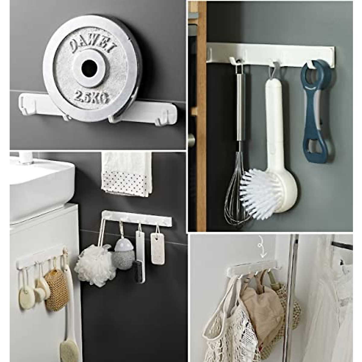 Oraony Ugrade Adhesive Kitchen Utensil Sliding Rack, Wall Mounted Rack Hook Hanger Saving Space No Drilling for Kitchen Refrigerator Door Washer Microwave Bathroom Bedroom (2Pcs)