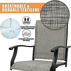 MOLANEPHY Outdoor Swivel Bar Stool Set of 2, High Patio Bar Chairs, All Weather Furniture Breathable Textilene for Bistro Lawn Backyard, Gray (2)