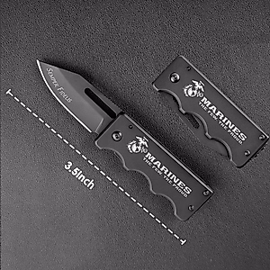 Military Gift Shop Versatile USMC Money Clip Pocket Knife- 2.75 Inch Blade Marine Corps Knife with Clip for Money or Pocket | Disabled USMC Vet Owned SMALL Business