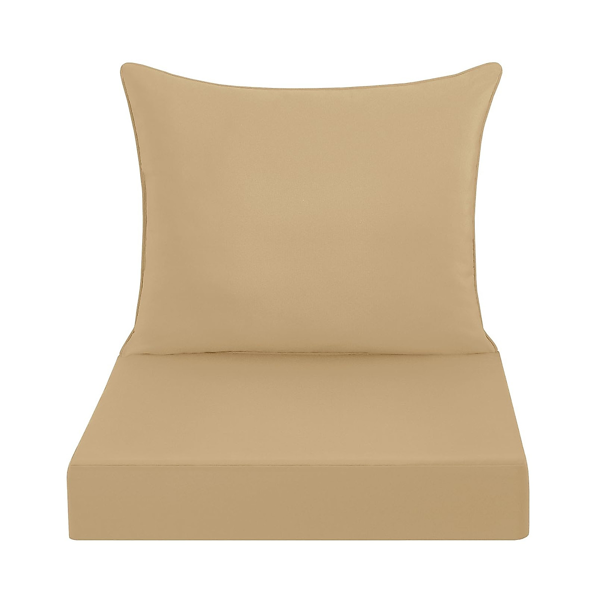 HOMELYSIAN Deep Seat Cushions for Outdoor Furniture, Waterproof Outdoor Chair Cushions, Memory Foam Patio Chair Cushions, 22 x 22 Outdoor Cushions with Hidden Zippers, Khaki