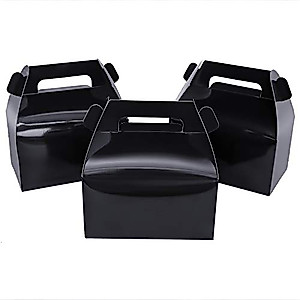 ONE MORE 25-Pack Gable Candy Treat Boxes,Small Black Goodie Gift Boxes for Halloween and Birthday Party Favors Box 6.2 x 3.5 x 3.5 inch