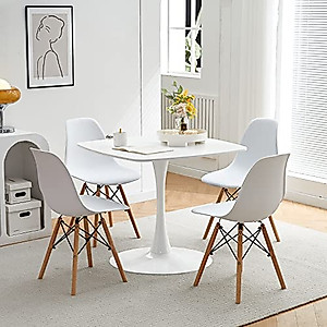 ATSNOW 31.5 in White Square Pedestal Tulip Table, Mid Century Modern Dining Table for Small Spaces