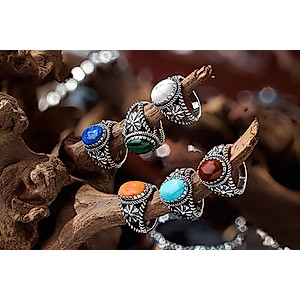 American West Jewelry Sterling Silver Women's Ring Green Malachite Gemstone Native-Inspired Flower Design Size 8