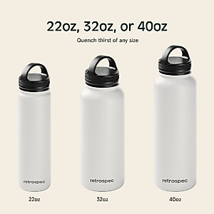 Retrospec Alder Insulated Water Bottle with Straw Lid & Handle Cap - Stainless Steel Wide Mouth Double-Wall Vacuum Insulated Thermos - BPA Free Leakproof Canteen - Abalone, 22oz