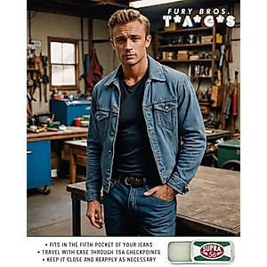 FURY BROS. TAGS Men’s Solid Cologne | Supra 56 | Sandalwood Patchouli Cedar | Beeswax Grapeseed Oil Fragrance | Made in USA | Travel Size .25 oz