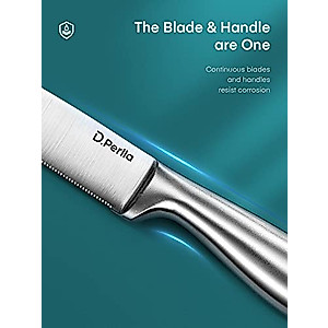 D.Perlla Steak Knives, Micro Serrated Steak Knife Set of 8, High Carbon Stainless Steel Steak Knives Set, Elegant Sharp Kitchen Steak Knife Set, Silver