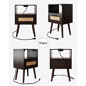 Aobafuir Wood Nightstand, Night Stand for Bedroom, Bedside Table with Drawers, Farmhouse End Table with Storage for Living Room (Modern)