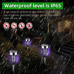 Jahy2Tech 4 Pcs Solar Bug Zapper Outdoor Mosquito Zapper Mosquito Killer Lamp for Patio Yard Garden Pathway Insect Mosquito Repellent Purple and White Light