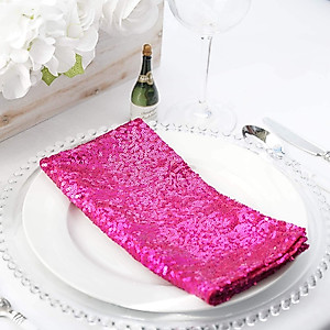 BalsaCircle 20 pcs 20-Inch Fuchsia Sequins Napkins - for Wedding Party Restaurant Holiday Dinner