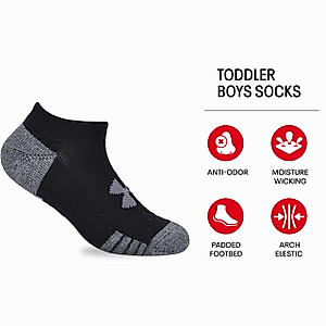 Under Armour Boys Multi Pack Performance Tech Low Cut Sock, Black, 4-6
