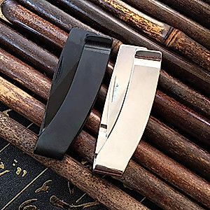 Money Clip Pocket Folding Knife - EDC Fold Knives Stainless Steel Silver Blade and Handle (Black)