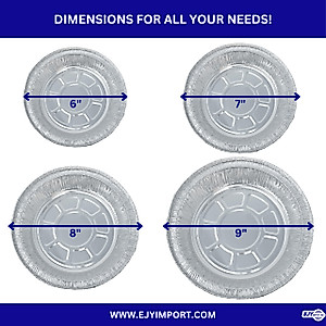 EJY IMPORT Round Disposable Aluminum Foil Pans With Clear Dome Lids (50, 6" Pan W/Dome Lids Set)