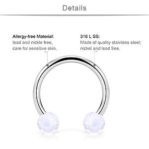 SCERRING 6 Pairs 14G Stainless Steel Horseshoe Nipple Rings Hoop Cartilage Earrings Nipplerings Piercing Jewelry Women Men Clear CZ 16mm Silver